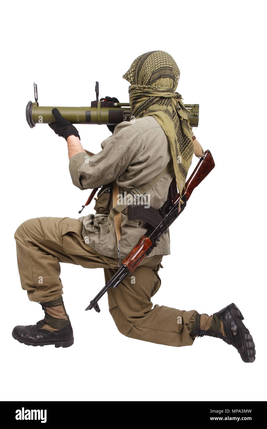 mercenary with anti-tank rocket launcher - RPG isolated Stock Photo - Alamy