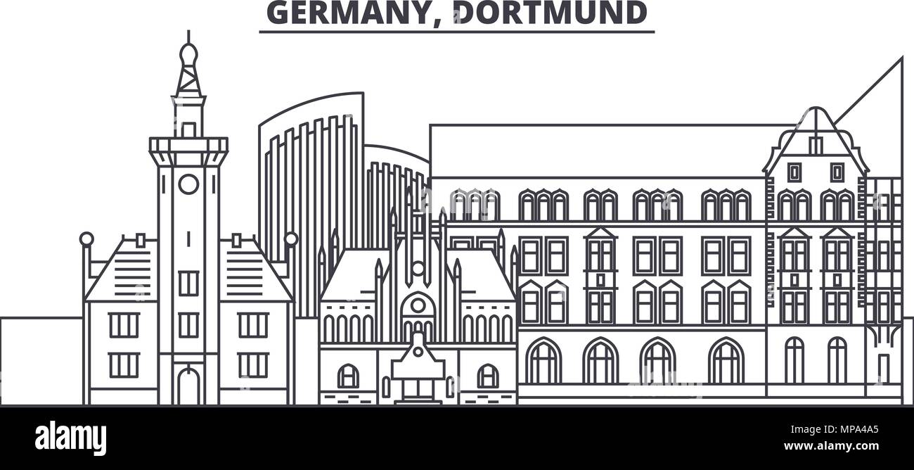 Germany, Dortmund line skyline vector illustration. Germany, Dortmund ...