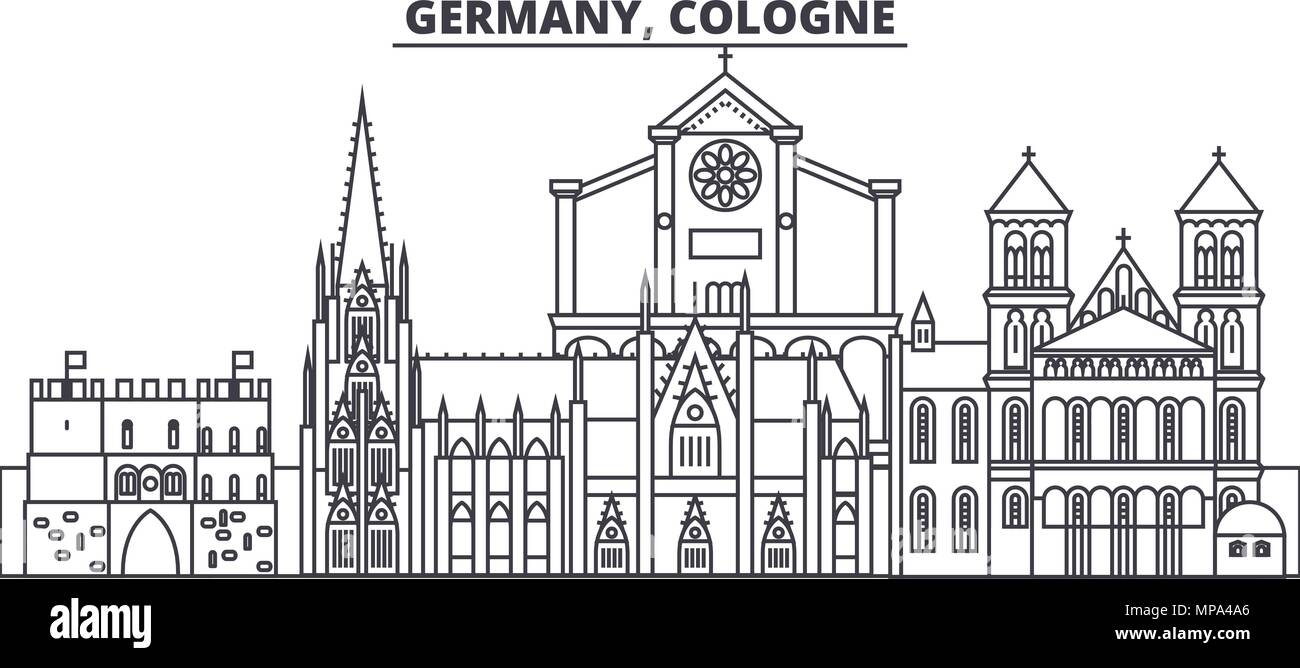 Germany, Cologne line skyline vector illustration. Germany, Cologne ...