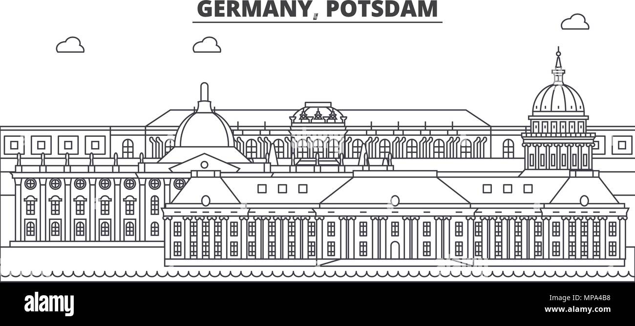 Germany, Postdam line skyline vector illustration. Germany, Postdam ...