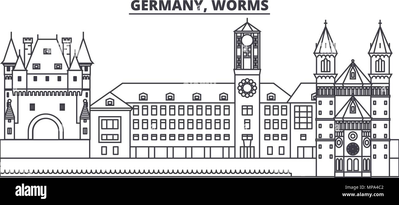 Germany, Worms line skyline vector illustration. Germany, Worms linear ...