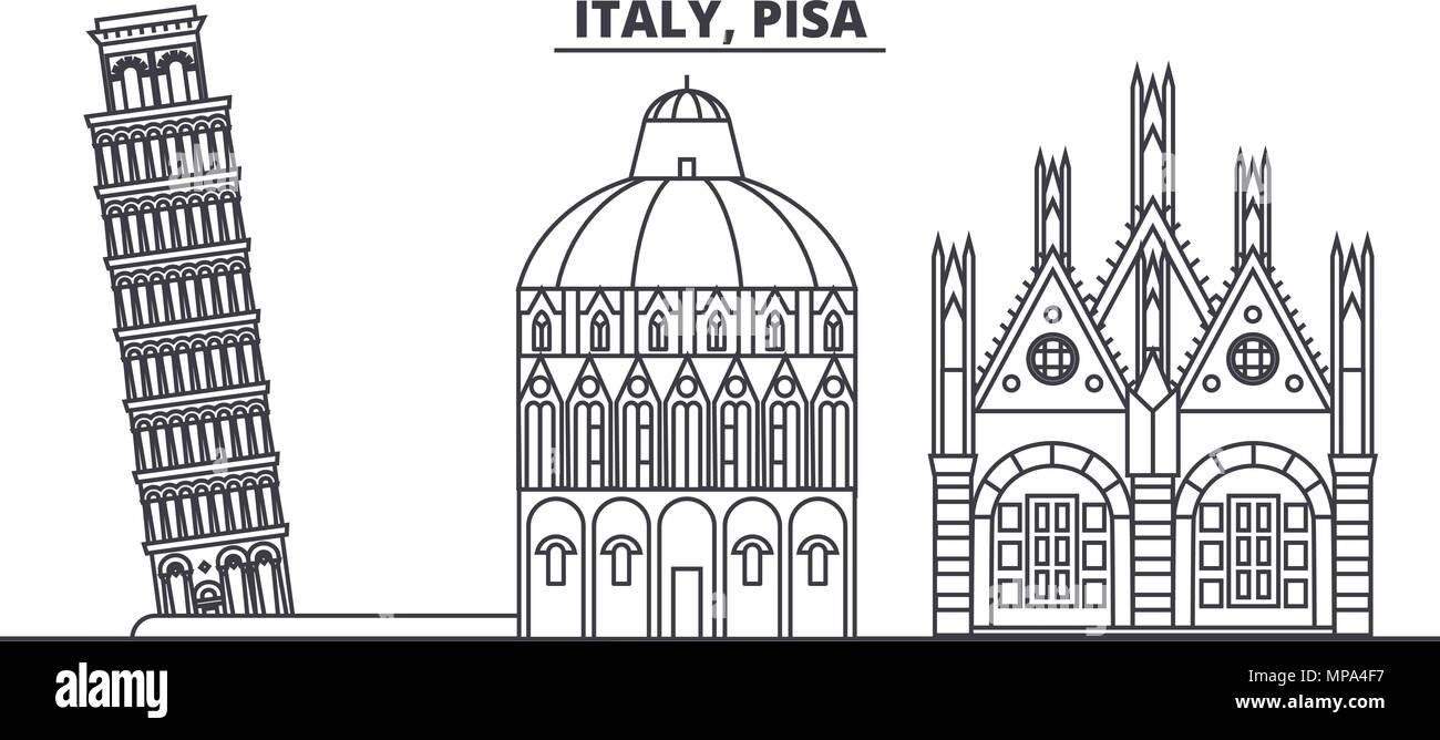 Italy, Pisa line skyline vector illustration. Italy, Pisa linear ...