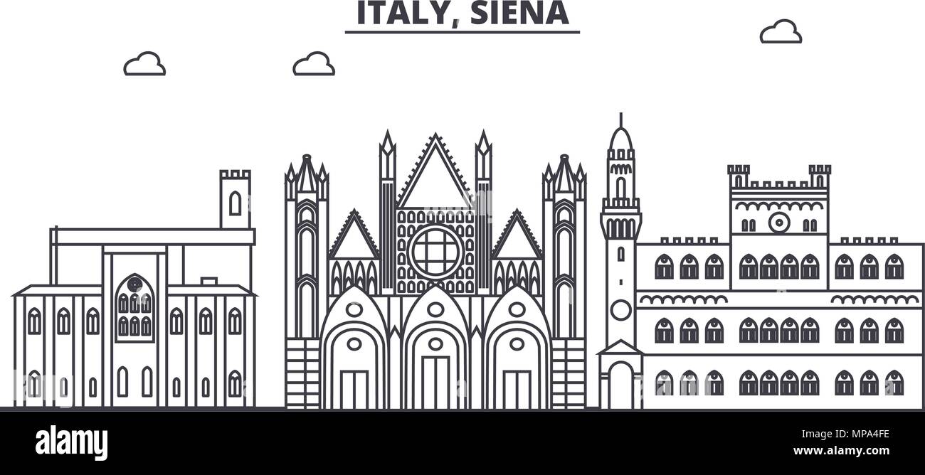 Italy, Siena line skyline vector illustration. Italy, Siena linear ...
