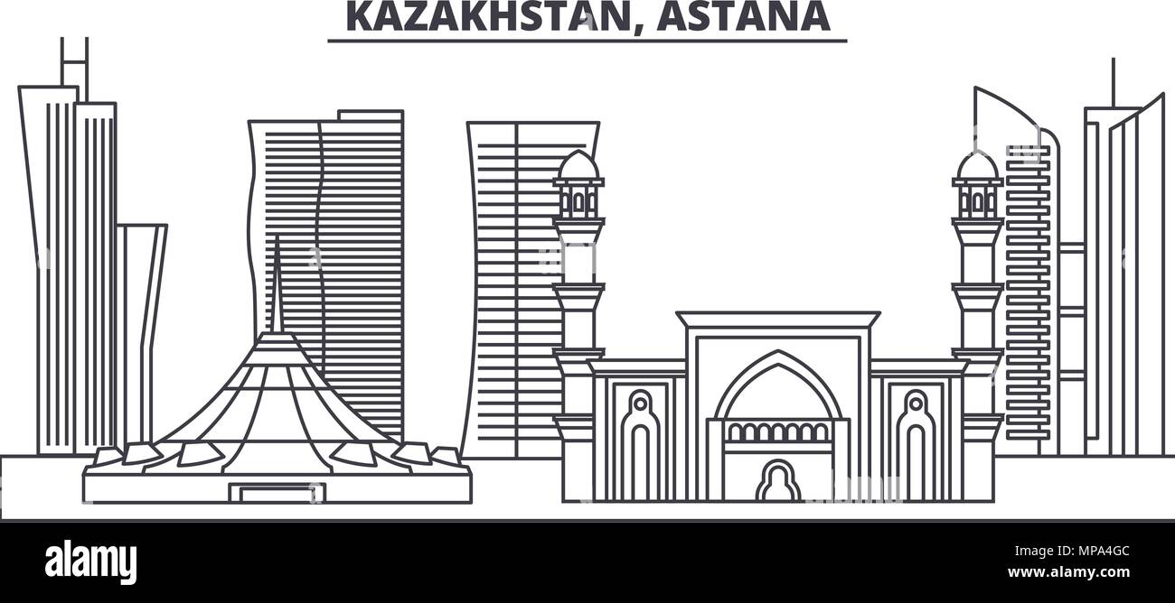 Kazakhstan, Astana line skyline vector illustration. Kazakhstan, Astana ...