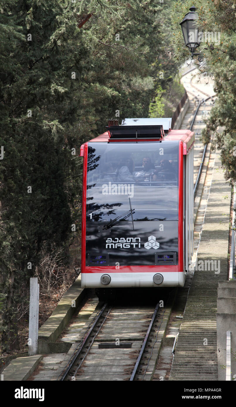 Funicular ride on Mount Mtatsminda in Tbilisi Stock Photo - Alamy