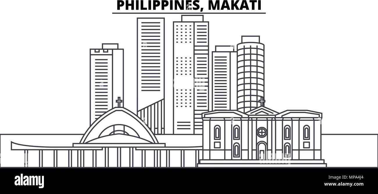 Philippines, Makati line skyline vector illustration. Philippines ...