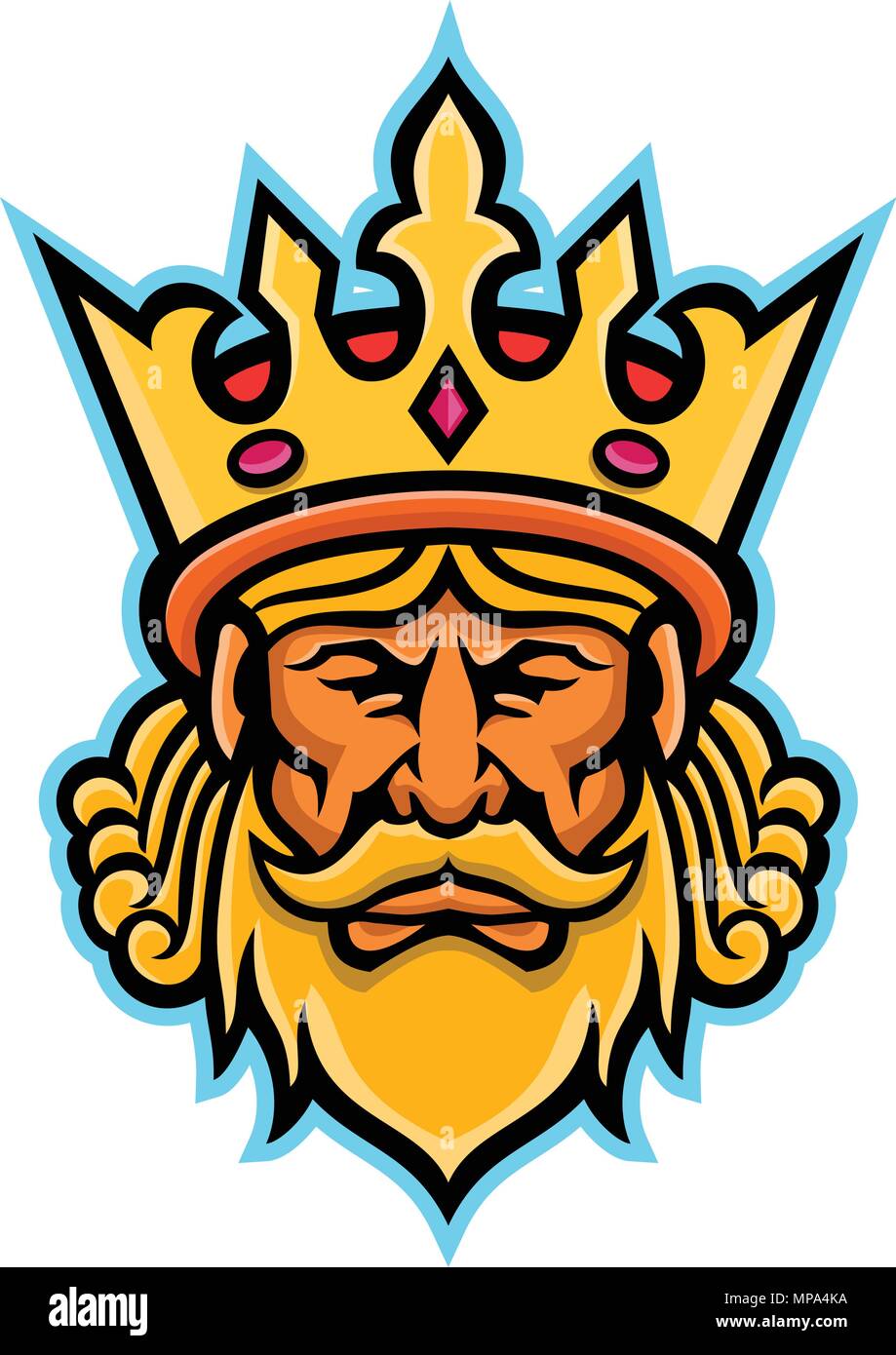 Mascot icon illustration of head of a King, a male monarch wearing a ...
