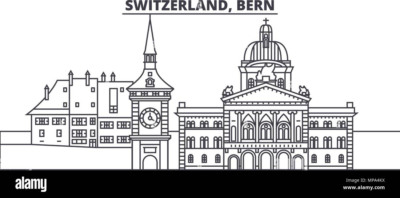Switzerland, Bern line skyline vector illustration. Switzerland, Bern ...