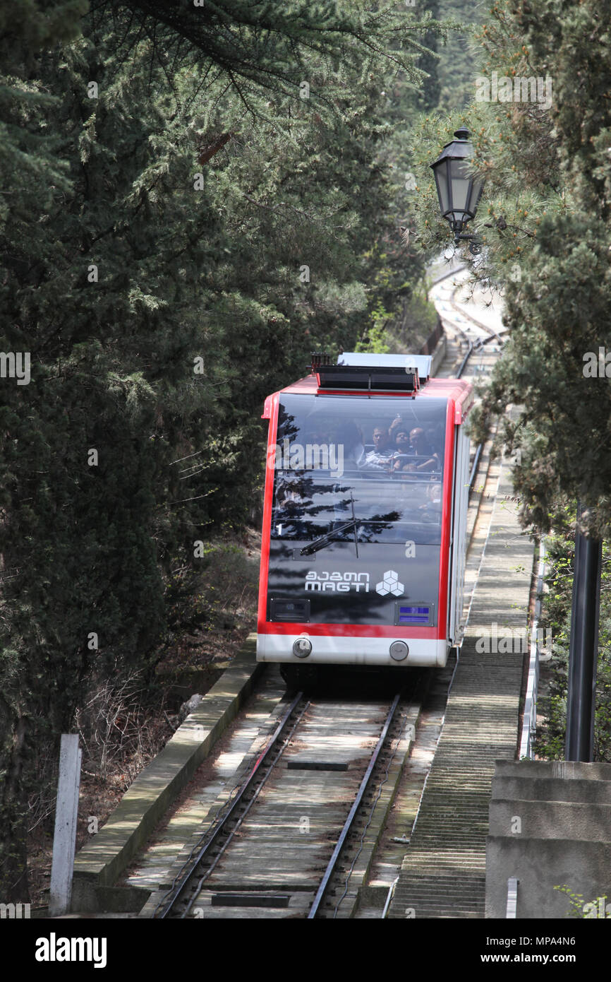 Funicular ride on Mount Mtatsminda in Tbilisi Stock Photo - Alamy