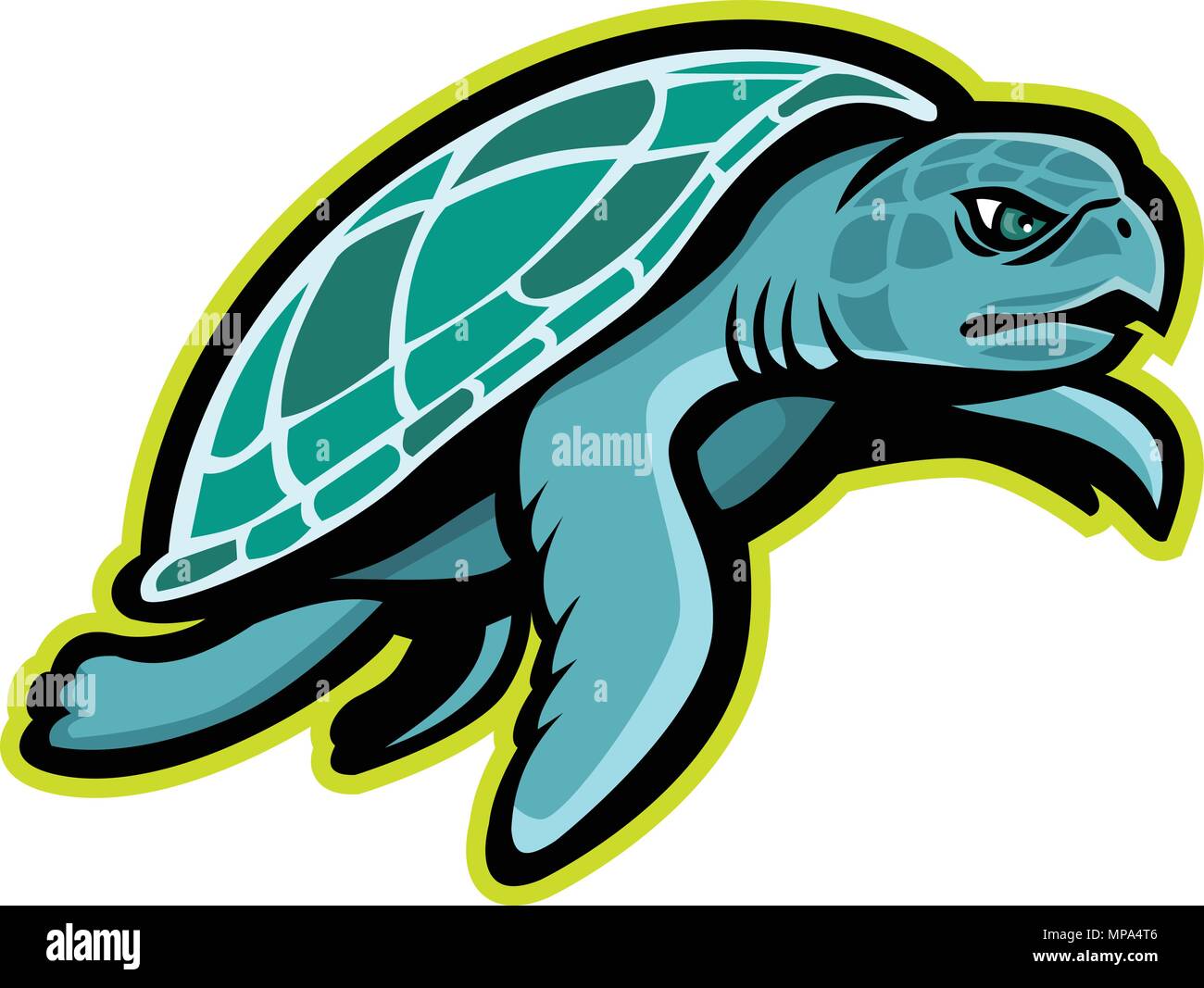 Mascot icon illustration of a Kemp's ridley sea turtle, or the Atlantic ...