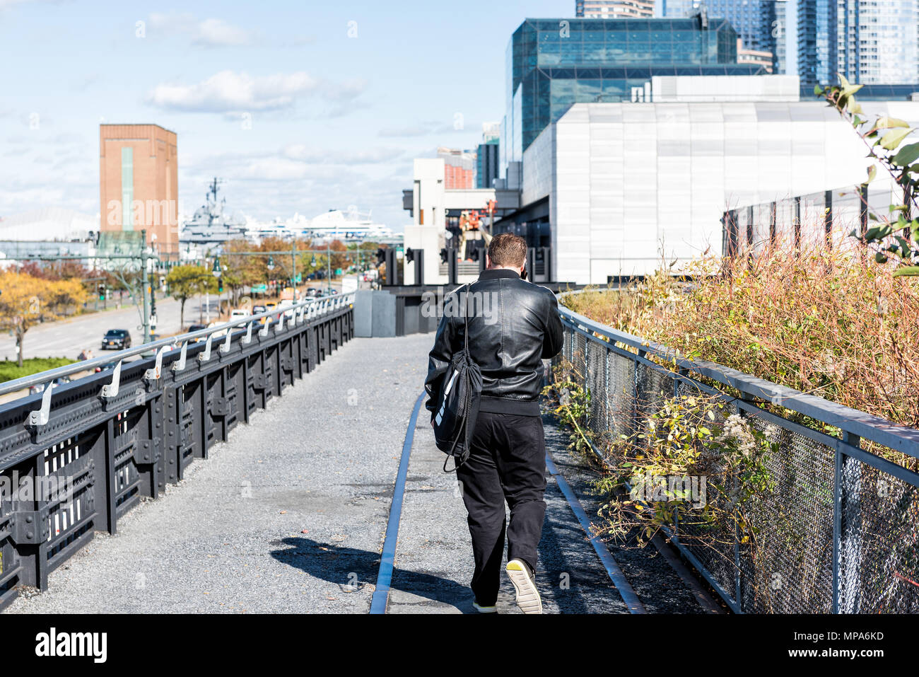 New York City, USA - October 30, 2017: Highline, high line, urban in ...