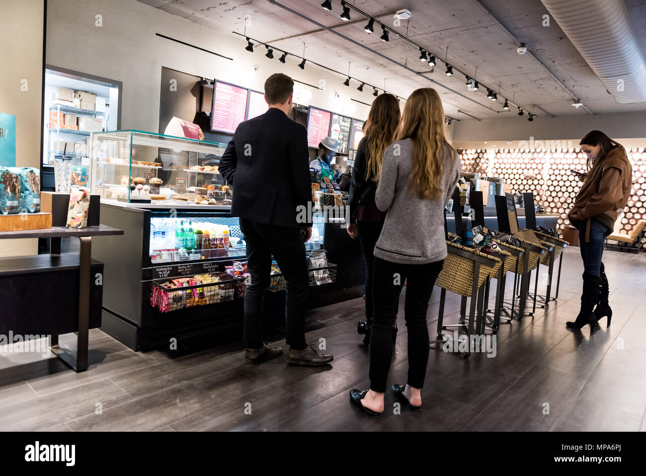 New York City, USA - October 30, 2017: Inside Starbucks store in ...