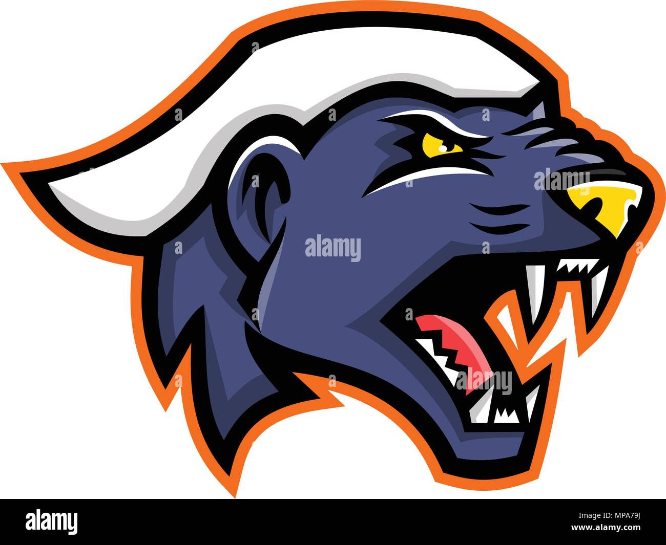 Mascot icon illustration of head of angry and aggressive honey badger ...