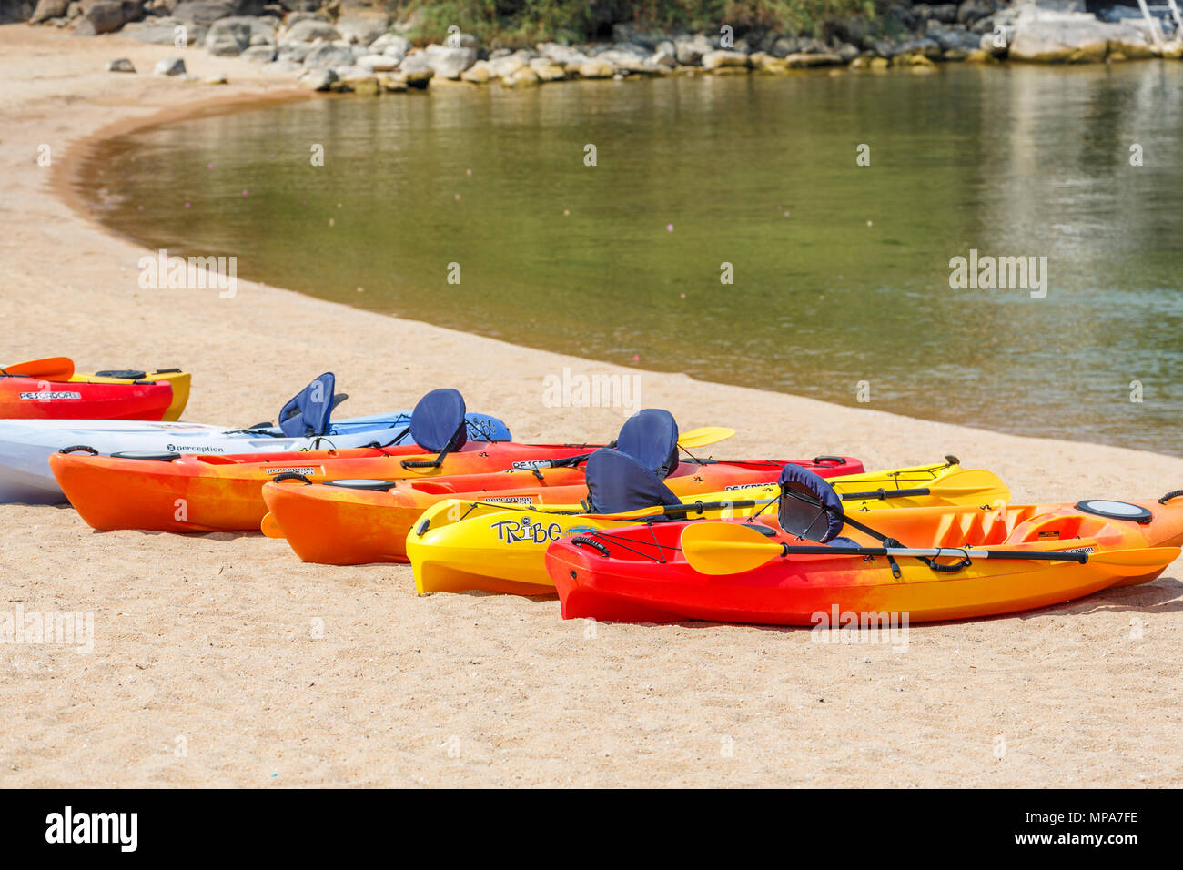 Kayaks colors yellow orange hi-res stock photography and images - Alamy