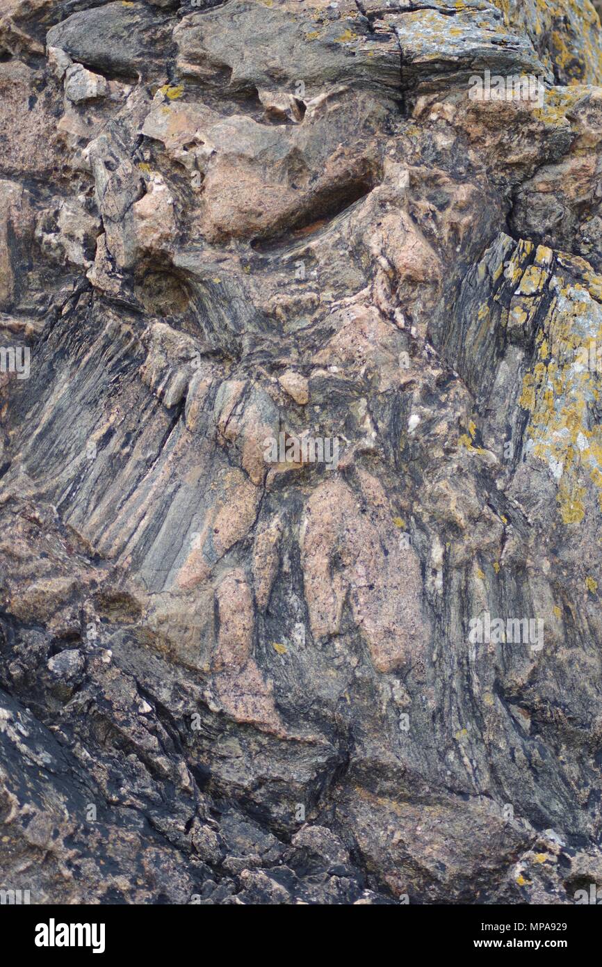 Migmatite Metamorphic Rock. Natural Background. Cove Bay, Aberdeen ...