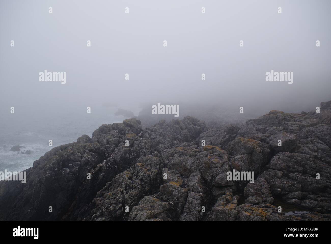 Advection Sea Fog over Rocky Foreshore. Cove Bay, Aberdeen, Scotland ...