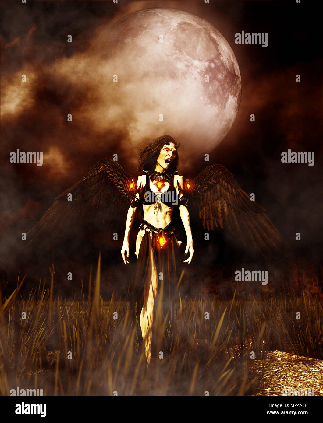 Devil in the dark forest,3d illustration Stock Photo - Alamy