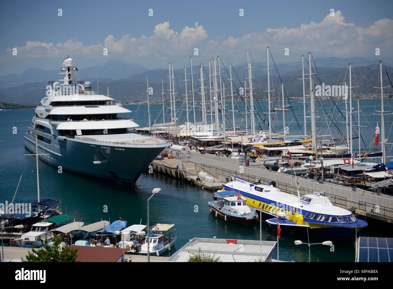 Boats and yachts at Fethiye harbour Stock Photo - Alamy