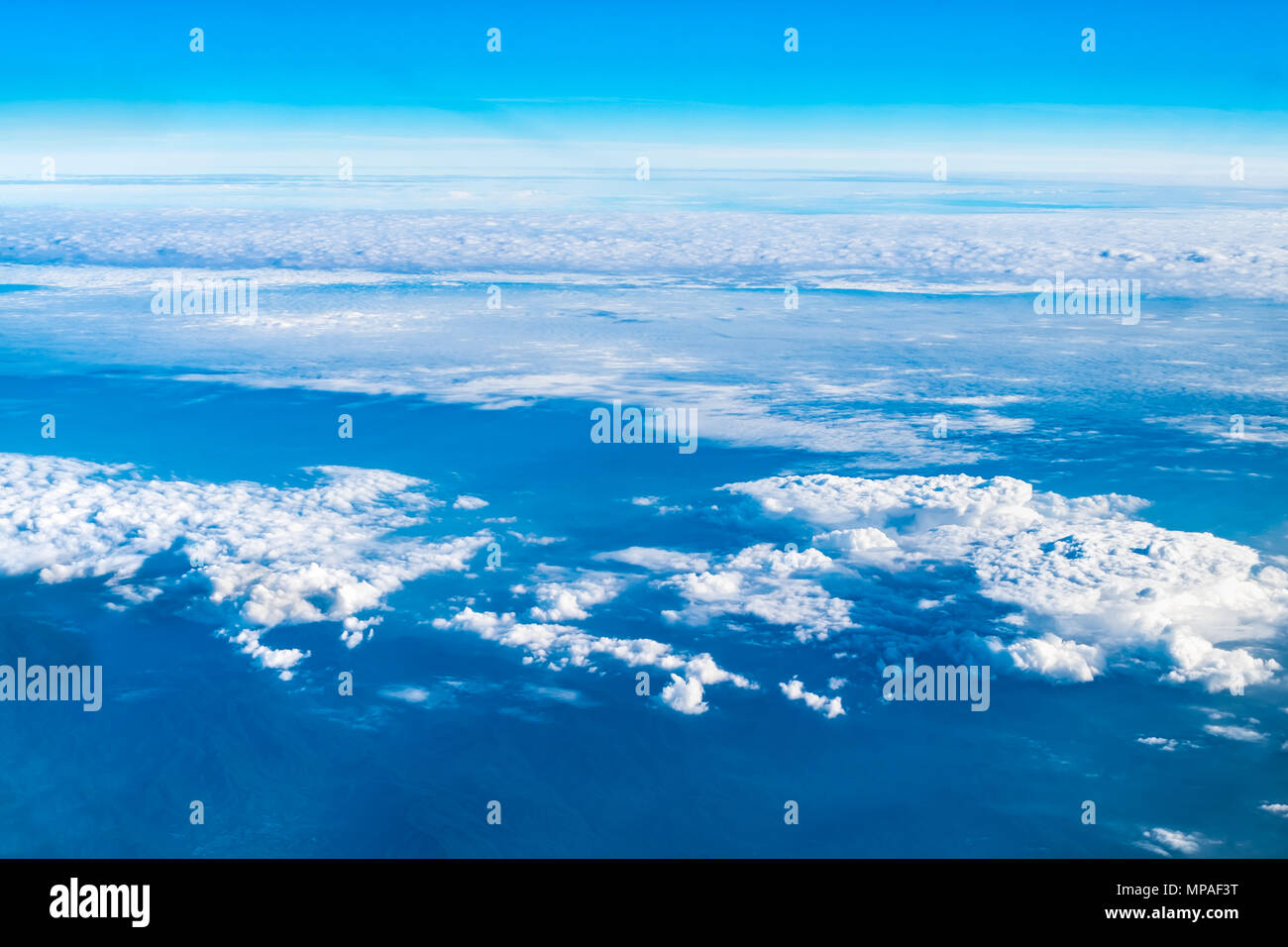 Blue sky and Cloud Top view from airplane window,Nature background ...