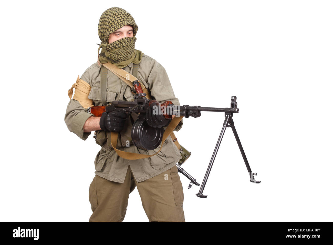 shooter with machine gun isolated Stock Photo - Alamy