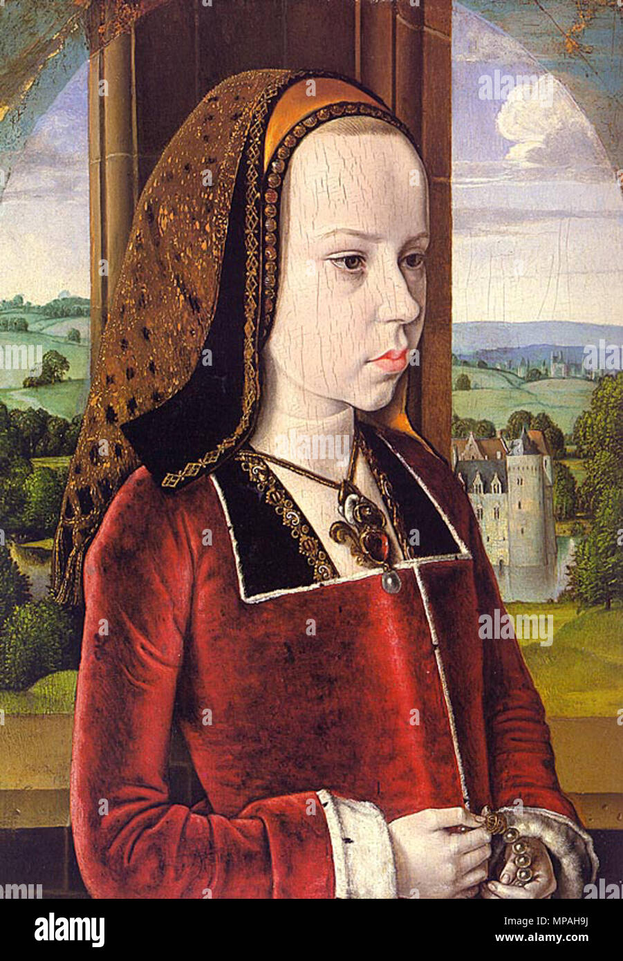 Portrait of Margaret of Austria (Portrait of a Young Princess) between ...