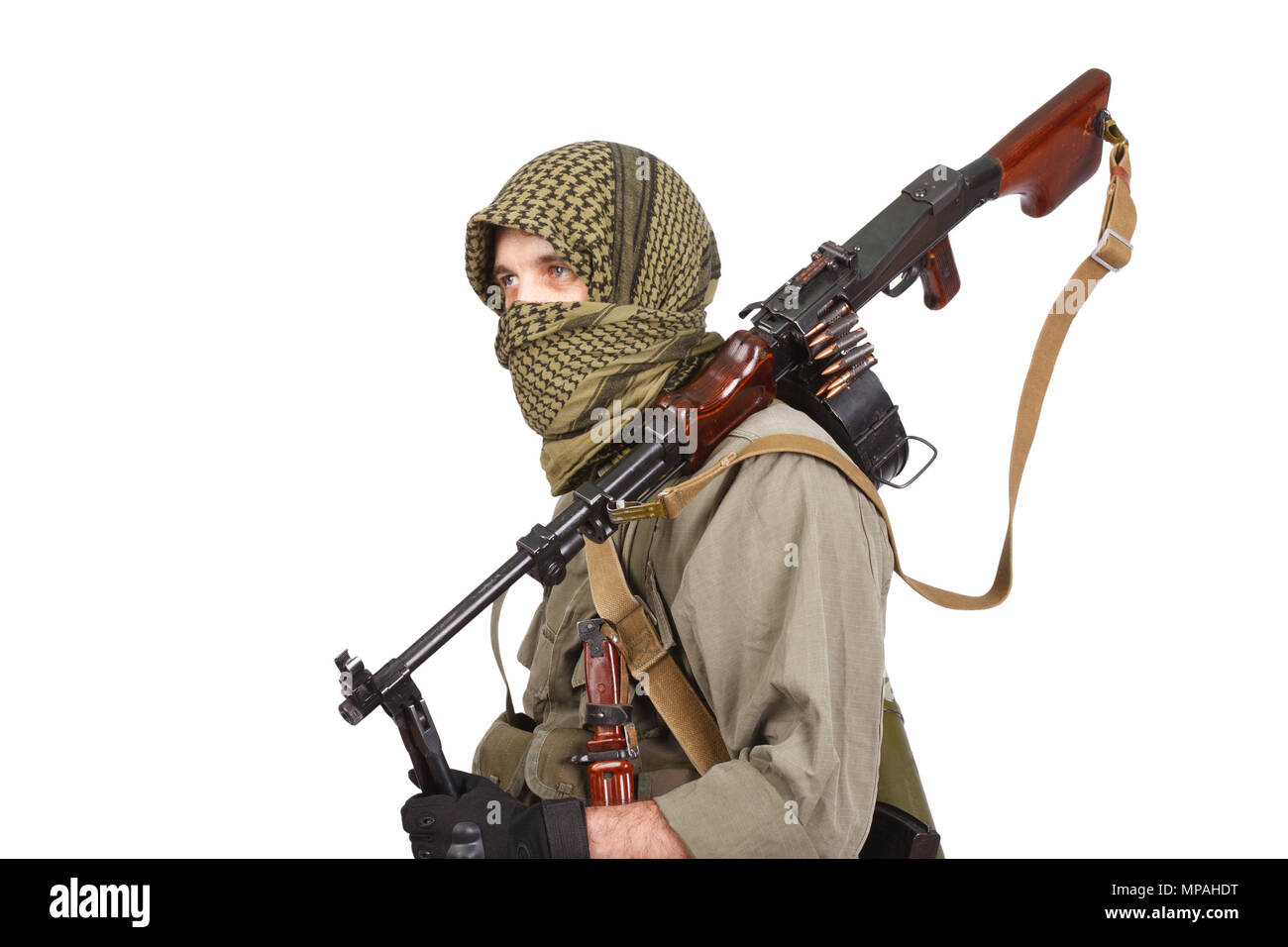 shooter with machine gun isolated Stock Photo - Alamy