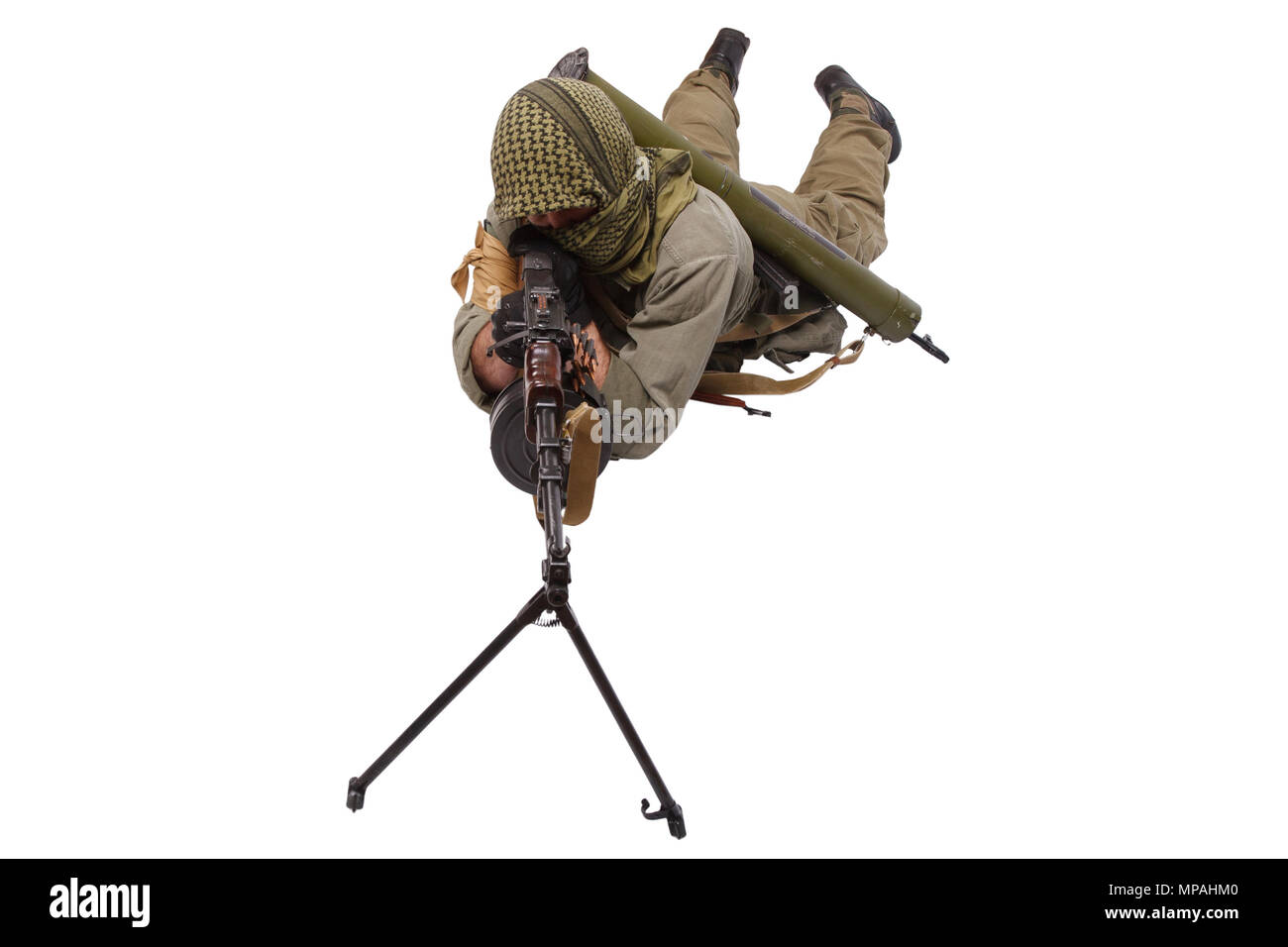shooter with machine gun isolated Stock Photo - Alamy