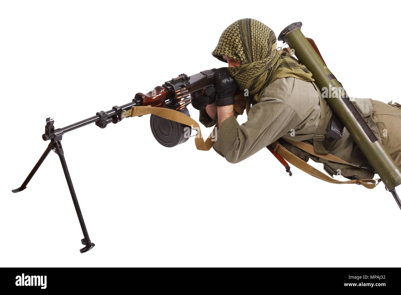 shooter with machine gun isolated Stock Photo - Alamy