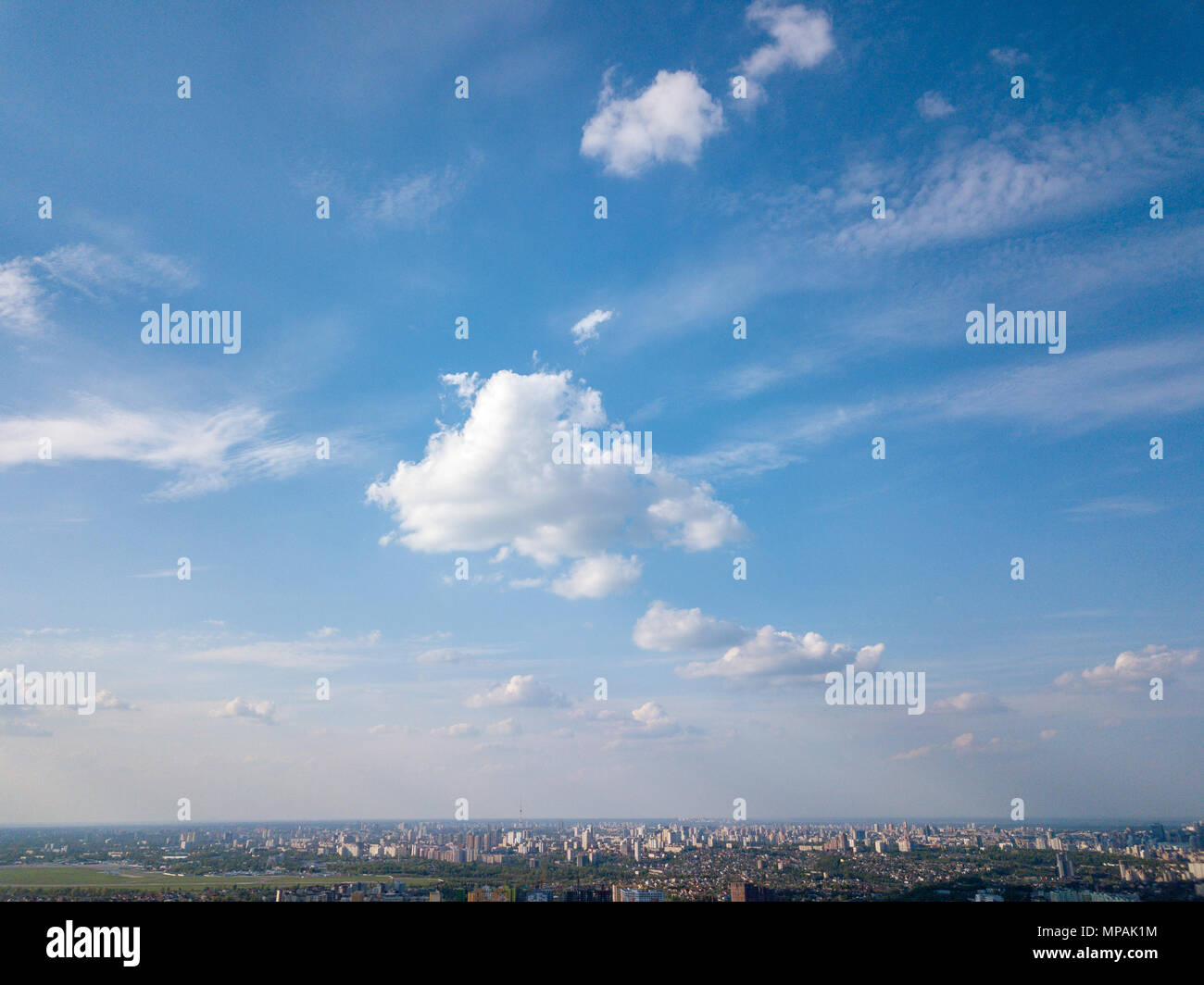 Panoramic view of the modern city of Kiev against the blue sky,Ukraine ...
