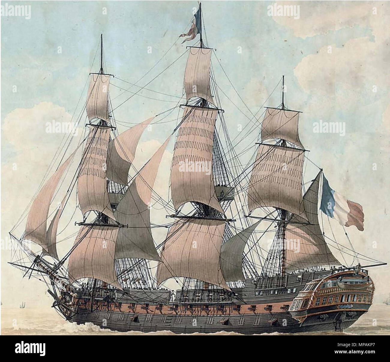 The Mont-Blanc off Marseille, with two merchantmen in the backgroud ...