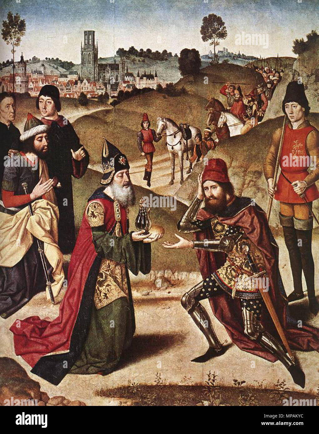 . Photograph of medieval canvas 'Abraham and Melchisedek' . between ...