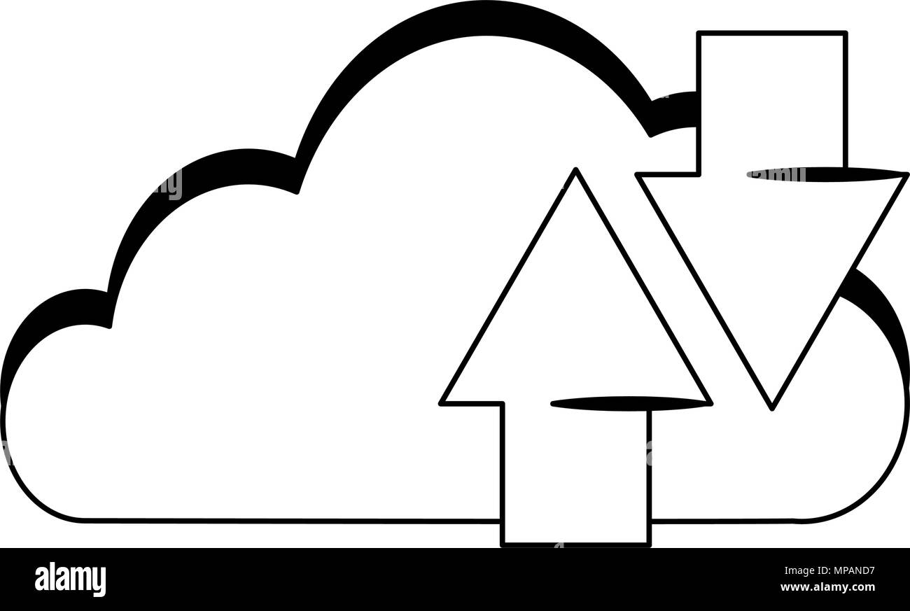 Cloud computing technology in black and white colors Stock Vector Image ...