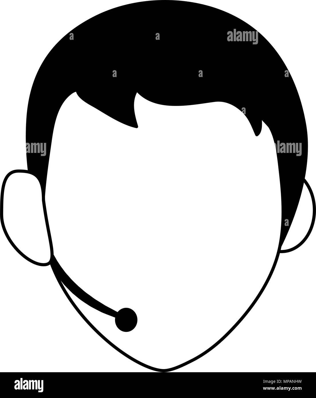 Call center faceless agent in black and white colors Stock Vector Image ...