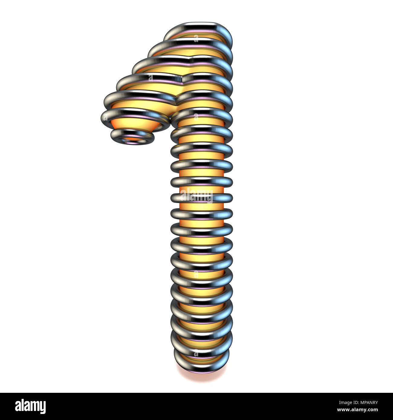 Orange yellow number 1 ONE in metal cage 3D render illustration ...