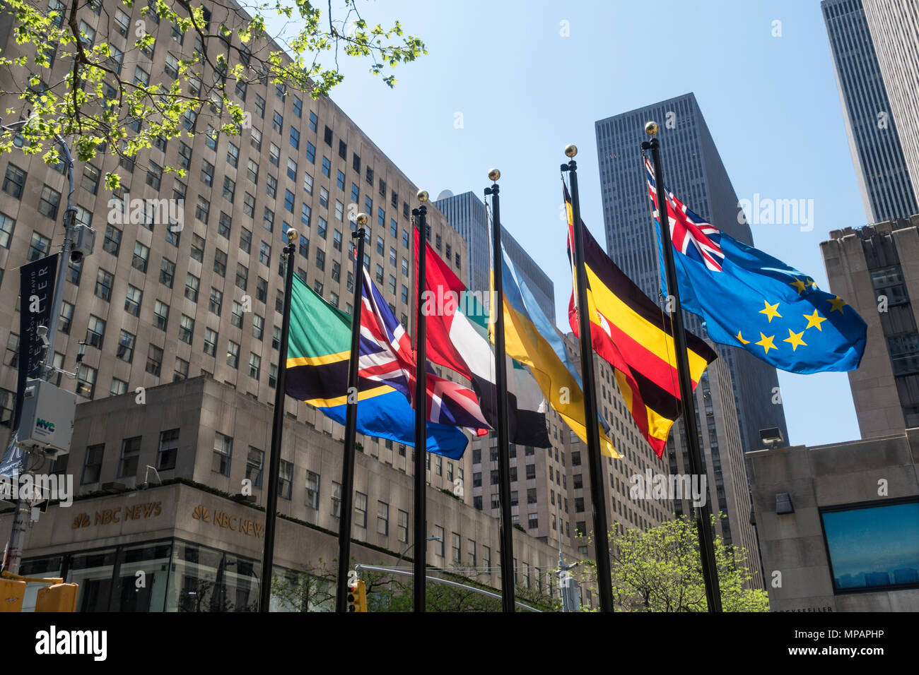 International Nation Flags Displayed at Rockefeller Center, NYC, USA ...
