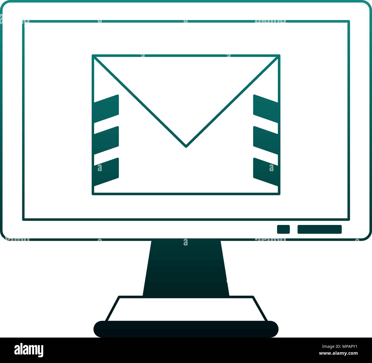 Sending email from computer blue lines Stock Vector Image & Art - Alamy