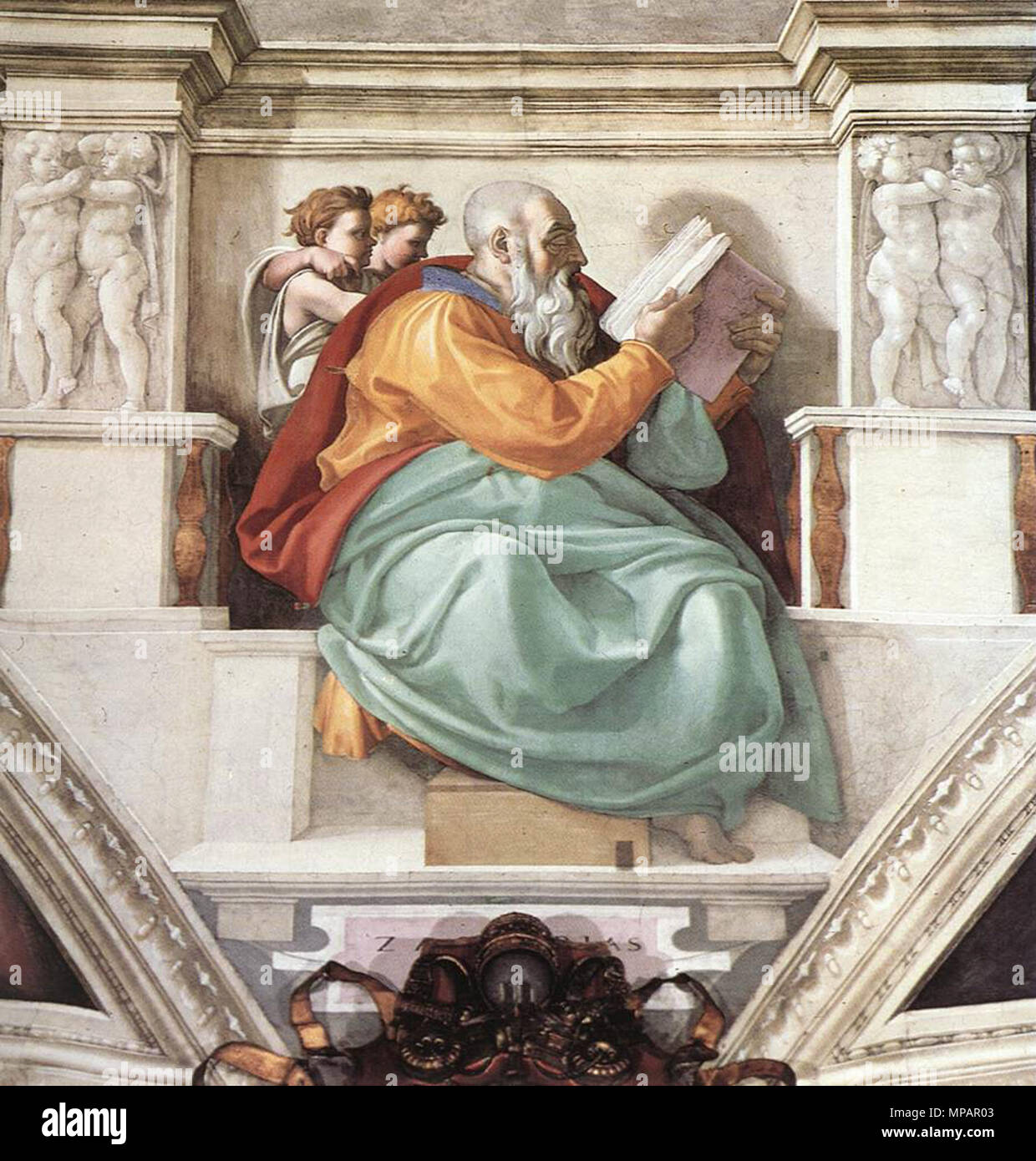 English: Zechariah 1509. 891 Michelangelo, profeti, Zechariah 01 Stock ...