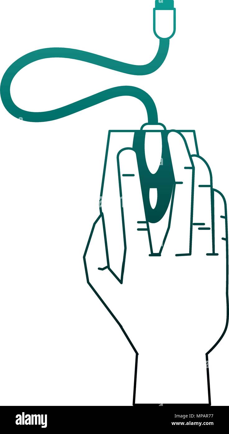 Hand using mouse blue lines Stock Vector Image & Art - Alamy