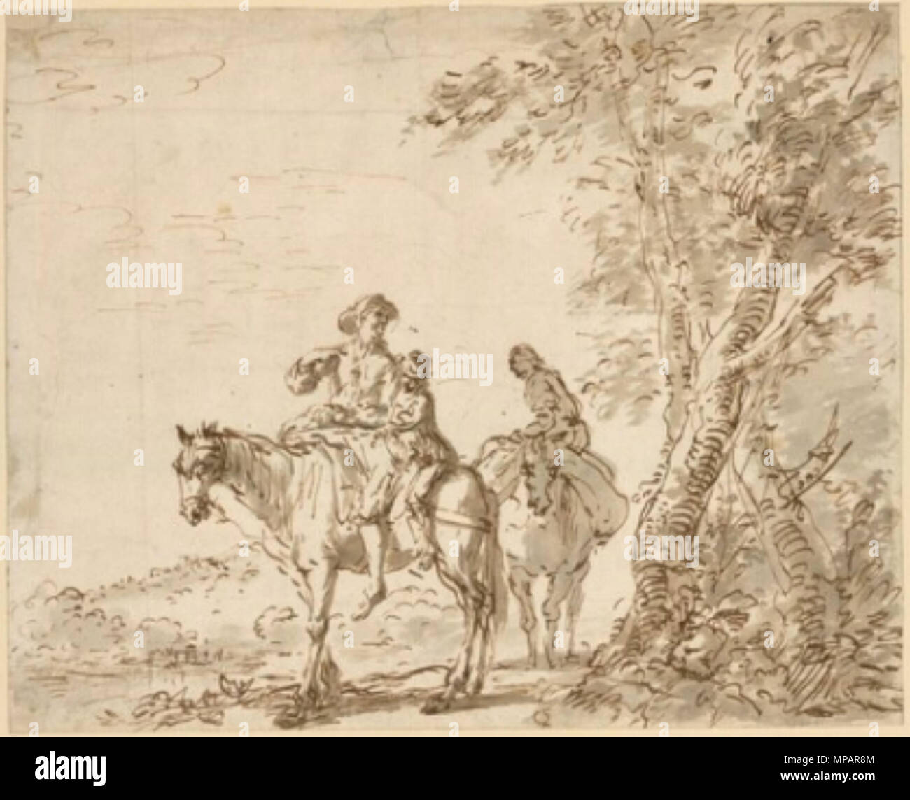 Family on horse-back near a cluster of trees 1644-1664. 892 Michiel ...