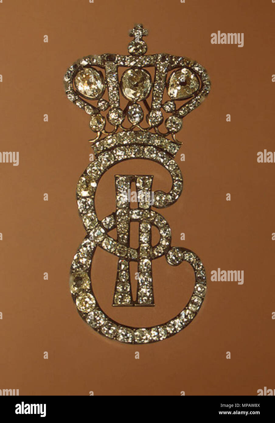 . Monogram of Catherine II The Great. Silver, gold, cut diamonds ...