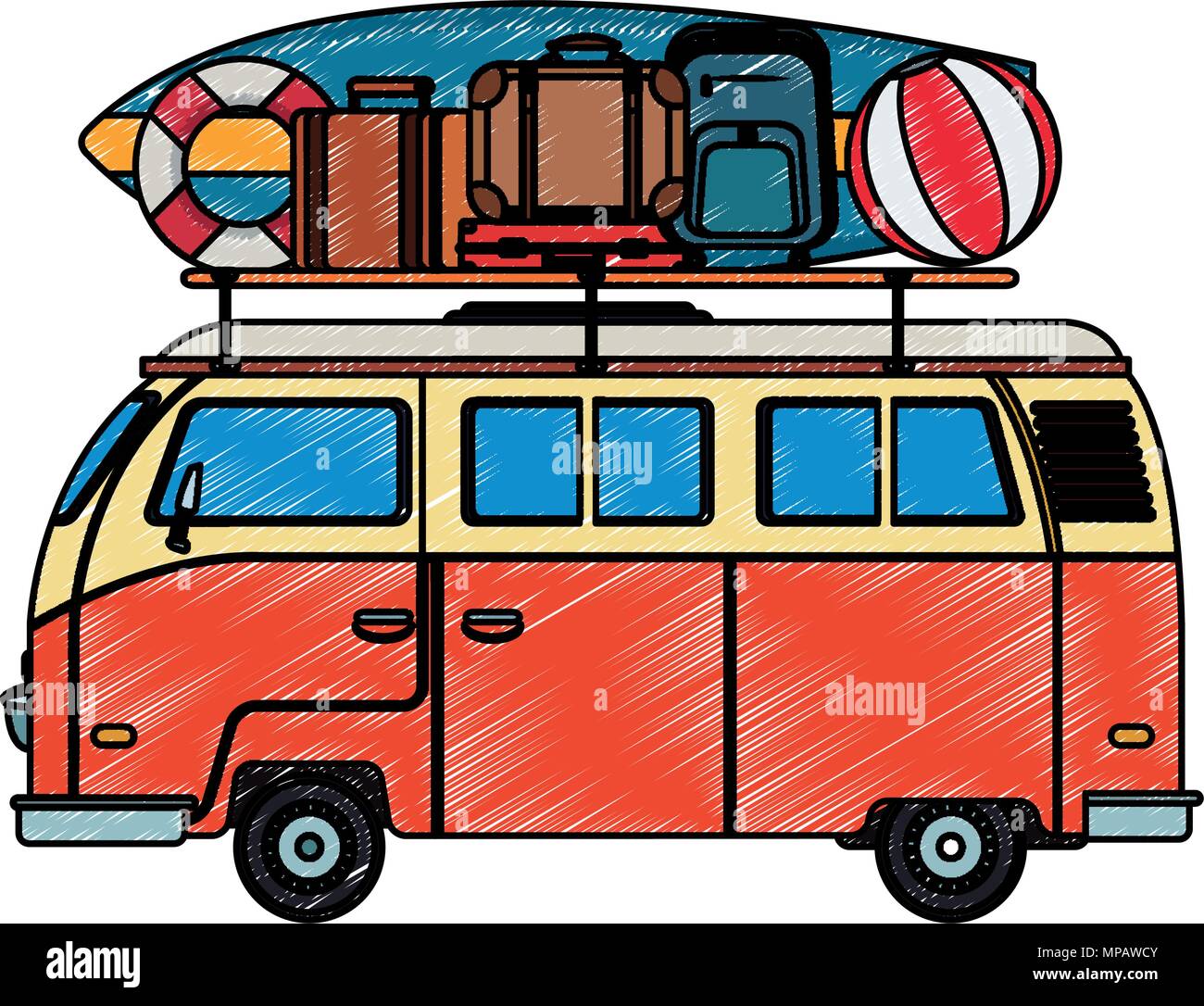 Surfer van cartoon scribble Stock Vector Image & Art - Alamy