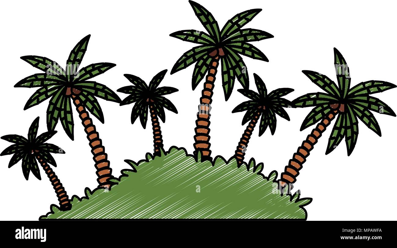 Beach palms with bush scribble Stock Vector Image & Art - Alamy