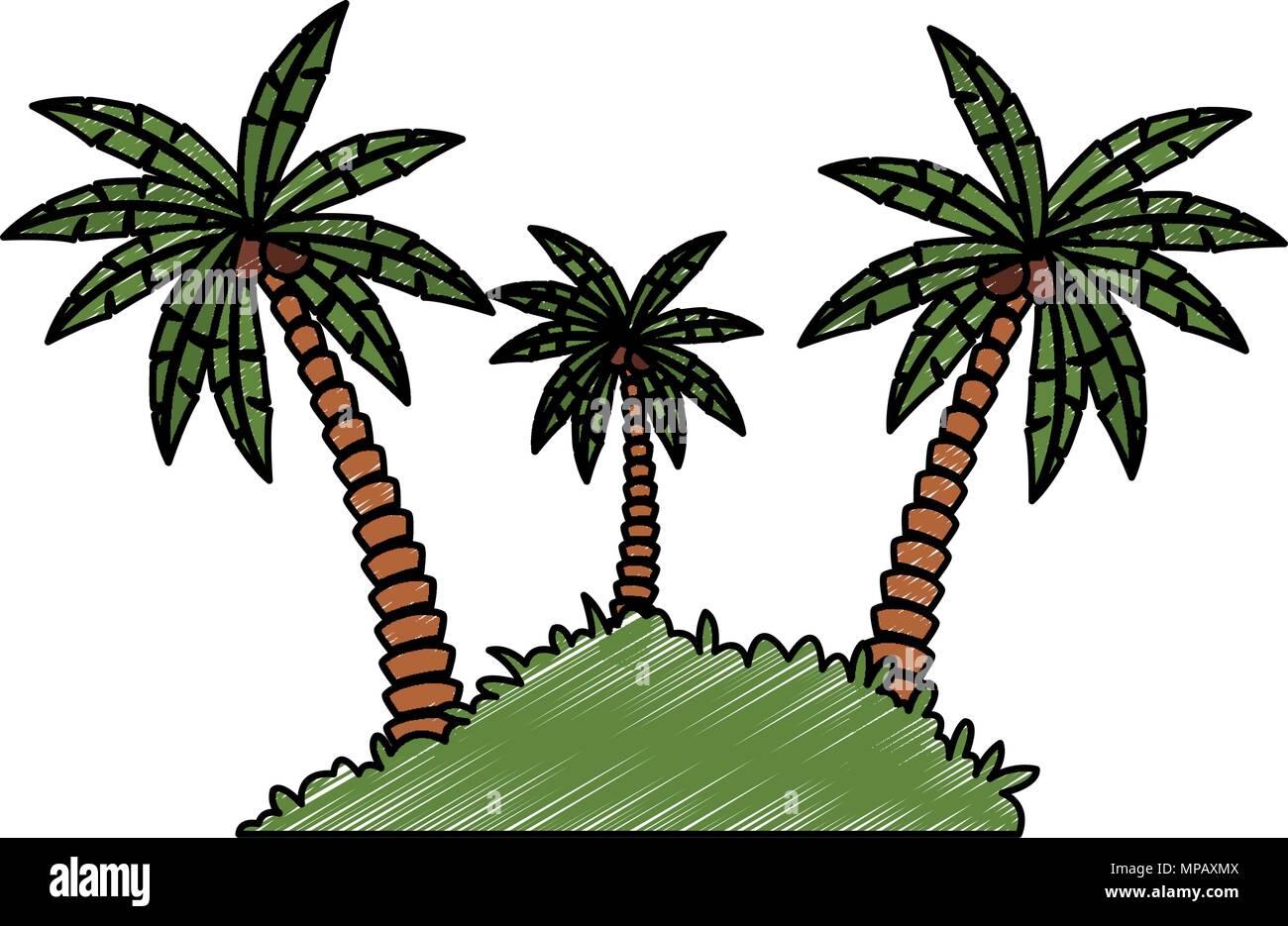 Beach palms with bush scribble Stock Vector Image & Art - Alamy