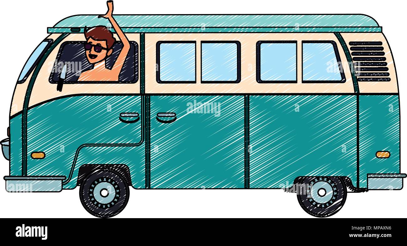 Retro van cartoon scribble Stock Vector Image & Art - Alamy