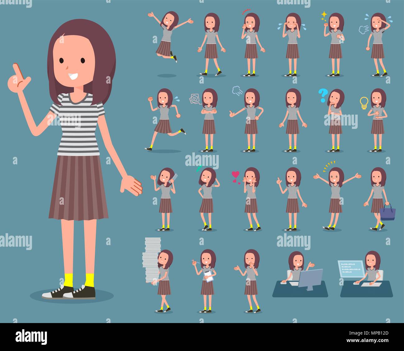 flat type Long hair women 1 Stock Vector Image & Art - Alamy