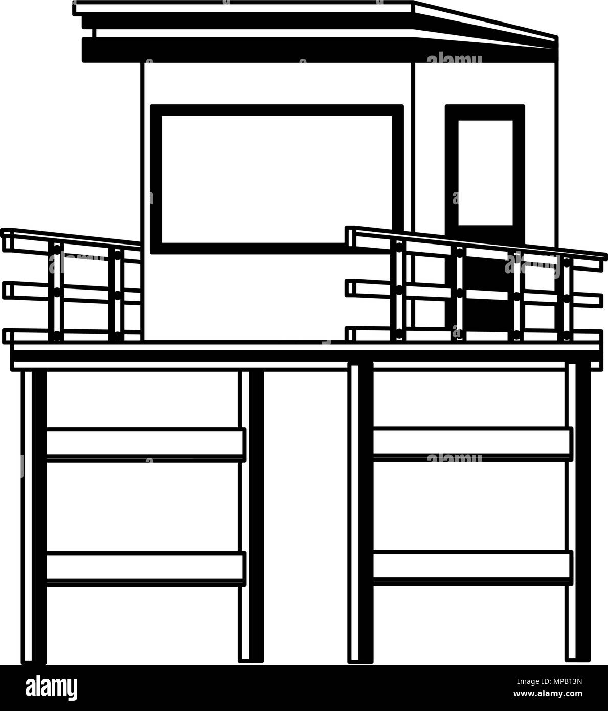 lifeguard house isolated in black and white Stock Vector Image & Art ...