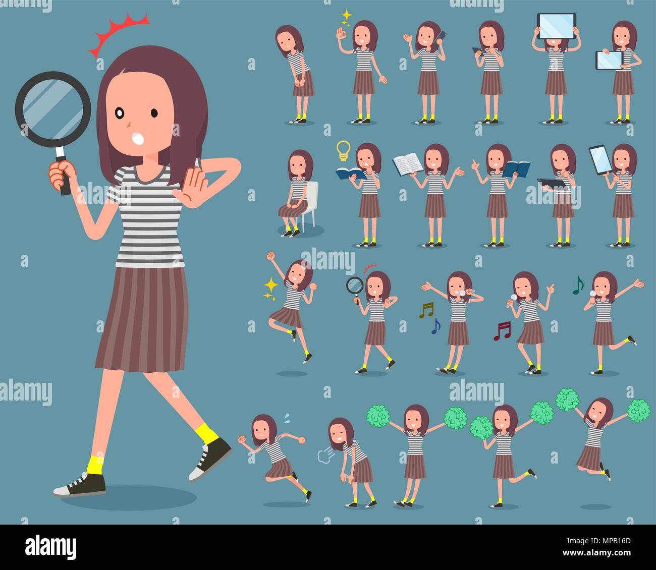 flat type Long hair women 2 Stock Vector Image & Art - Alamy