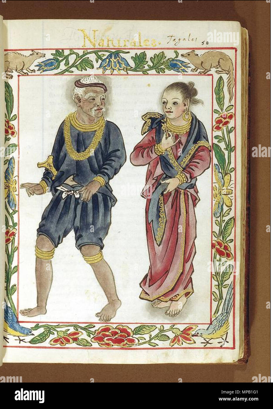 . English: Depiction of a pre-colonial noble Filipino couple in the Boxer Codex. 1595. Boxer ...