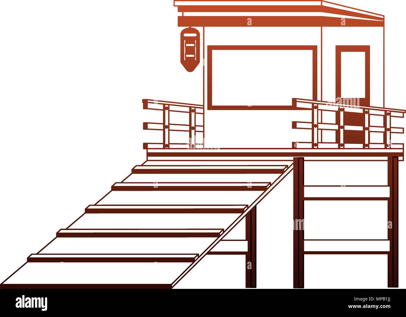 lifeguard house isolated red lines Stock Vector Image & Art - Alamy