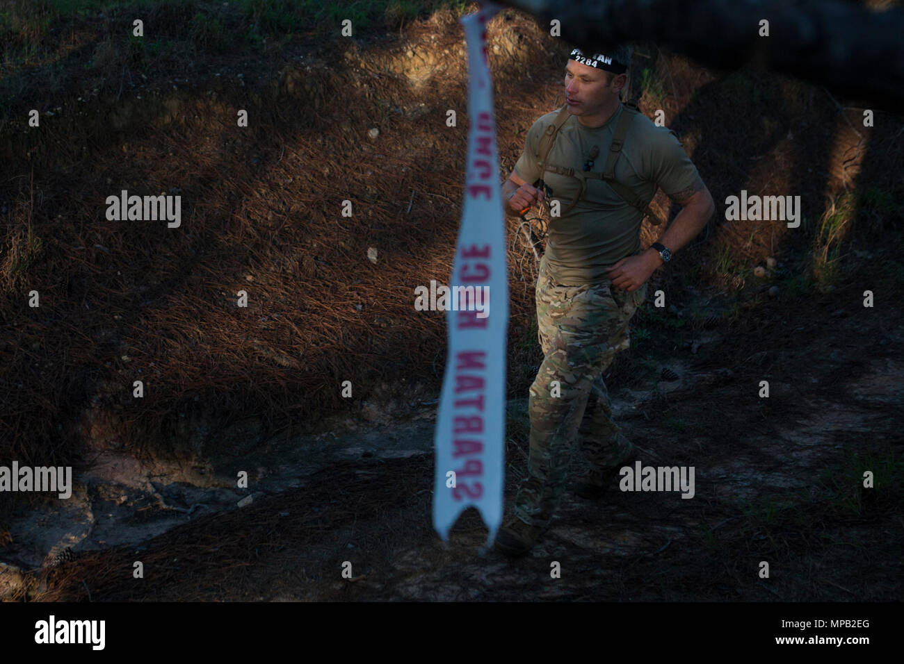 U.S. Army Ranger runs along the designated route while competing in the ...